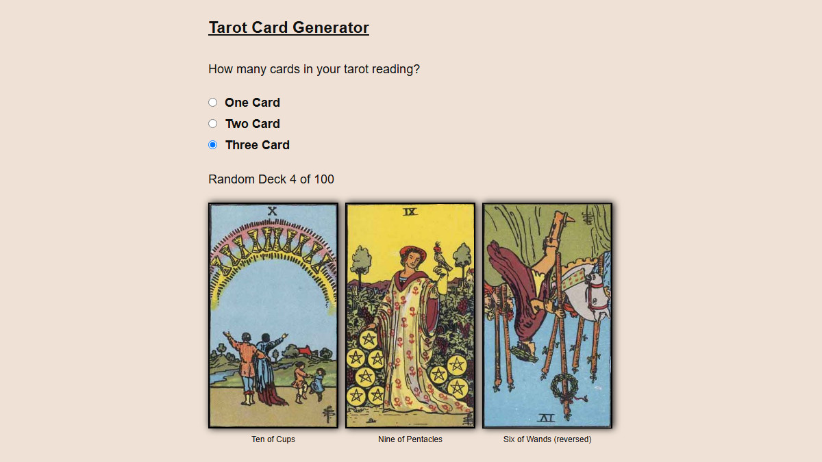 Random Tarot Card Generator